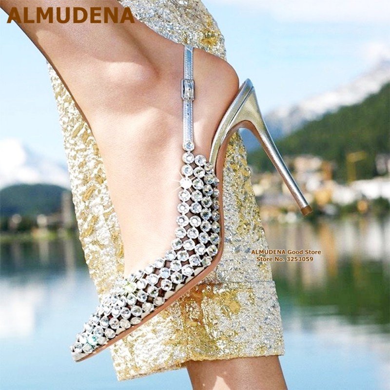 Stone-Studded Pump Heel Shoe for Women